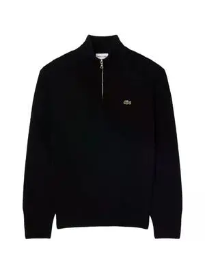 Lacoste Quarter-zip Knitted Sweater - Black