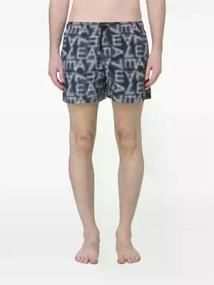 EA7 Logo-print Swim Shorts - Black