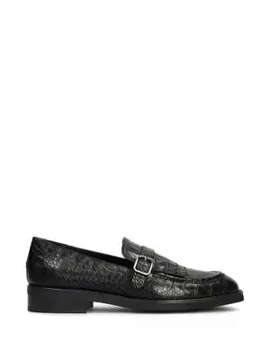 PEDRO MIRALLES Fringed Crocodile-effect Loafers - Black