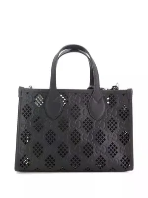 Gucci Convertible Gg Debossed Laser Cut Leather Small Tote Bag