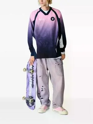 AAPE BY *A BATHING APE Gradient-effect V-neck T-shirt - Pink