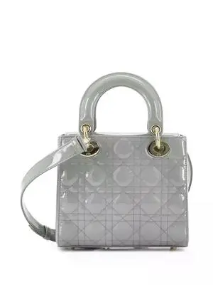 Dior Lady Bag Cannage Quilt Patent Small Satchel - Grey