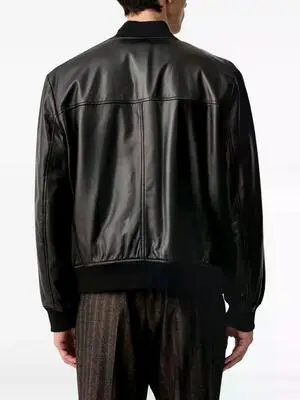 Armani Exchange Logo-embossed Leather Bomber Jacket