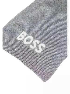 BOSS Logo-intarsia Ribbed Scarf