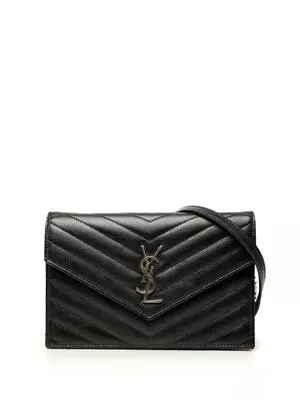 Saint Laurent 2022 Grain De Poudre Cassandre Envelope Chain Wallet Crossbody Bag