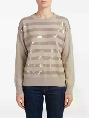 Brunello Cucinelli Sequin-embellished Striped Sweater
