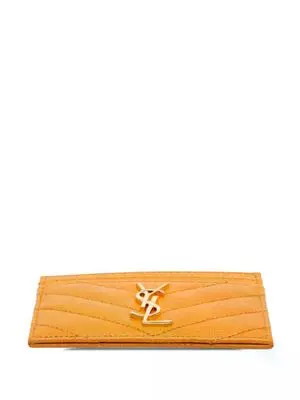 Saint Laurent 2023 Chevron Grain De Poudre Cassandre Card Holder - Yellow