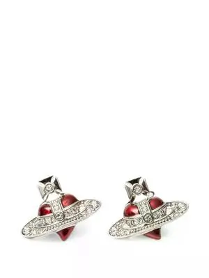 VIVIENNE WESTWOOD New Diamante Heart Earrings - Silver