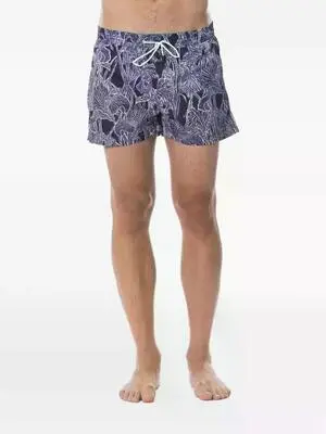 Roberto Cavalli Floral-print Swim Shorts - Blue
