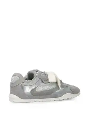 Pinko Suede-panelled Glitter-detail Sneakers - Grey