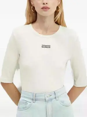 GESTUZ Embroidered-logo T-shirt - Neutrals