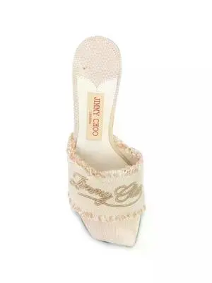 JIMMY CHOO Alexia Logo-embroidered Frayed Sandals
