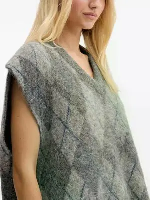 GESTUZ Argyle-knit V-neck Vest