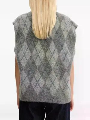 GESTUZ Argyle-knit V-neck Vest