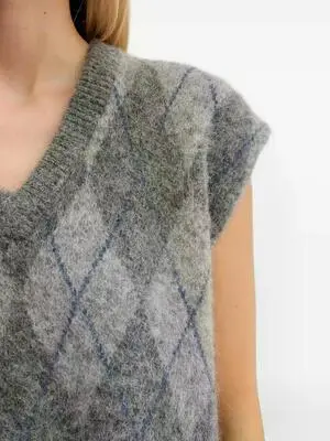 GESTUZ Argyle-knit V-neck Vest