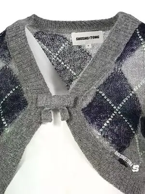 SHUSHU/TONG Argyle-knit Cropped Cardigan