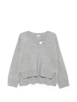 C.T.PLAGE V-neck Side-slit Sweater - Grey