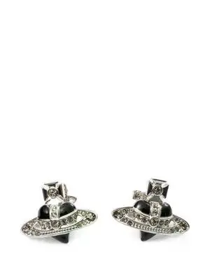 VIVIENNE WESTWOOD New Diamante Heart Orb Earrings - Silver