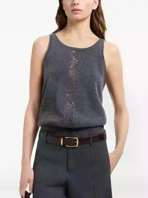 Elie Saab Lace-insert Knit Top