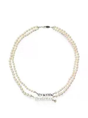 VIVIENNE WESTWOOD Emilio Logo-lettering Pearl Necklace - Neutrals