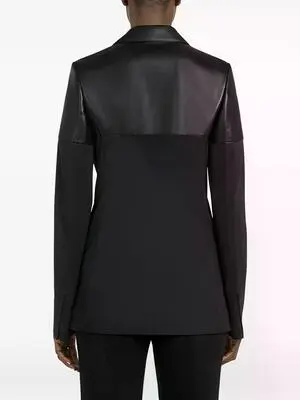 FERRAGAMO Leather-panelled Double-breasted Blazer