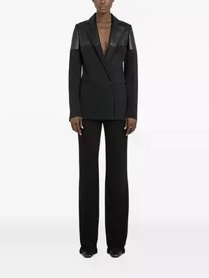 FERRAGAMO Leather-panelled Double-breasted Blazer