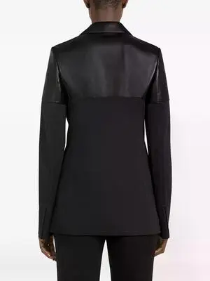 FERRAGAMO Leather-panelled Double-breasted Blazer