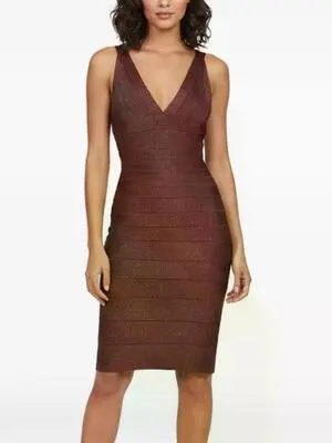 Herve Leger Bandage Rib-knit Midi Dress - Red
