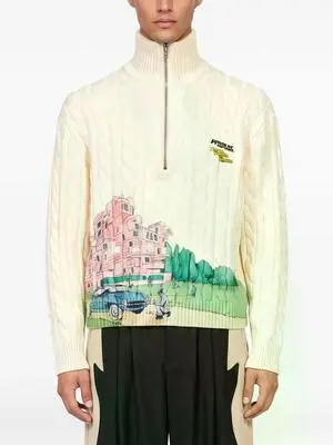 HOUSE OF ERRORS Graphic-print Cable-knit Sweater