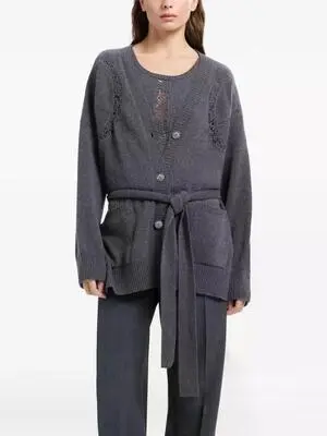 Elie Saab Lace-panel Belted Cardigan