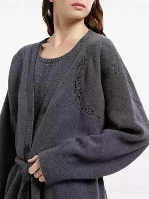 Elie Saab Lace-panel Belted Cardigan