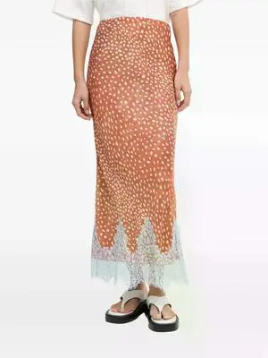 NEVER FULLY DRESSED Lace-trim Polka-dot Maxi Skirt - Orange