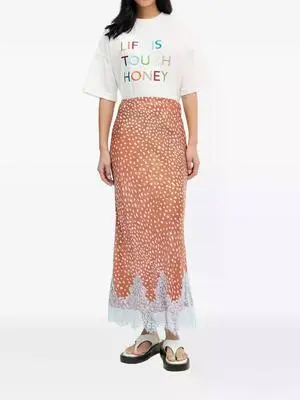 NEVER FULLY DRESSED Lace-trim Polka-dot Maxi Skirt