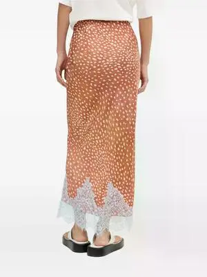 NEVER FULLY DRESSED Lace-trim Polka-dot Maxi Skirt