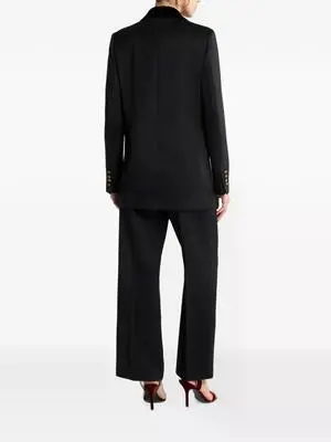Etro Double-breasted Wool Jacket With Velvet Insert