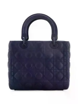 Dior Ultra Matte Lady Bag Cannage Quilt Calfskin Medium Satchel - Blue