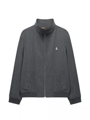 Shanghai Tang Meow Meow Chenman-patch Zipped Jacket - Grey