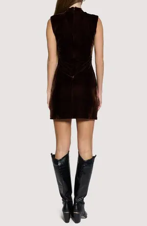 LOST + WANDER Woodland Hour Ruched Sleeveless Velvet Minidress