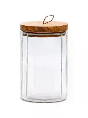 CU I SEEYOU Ribbed-glass Wooden-lid Jar - Brown