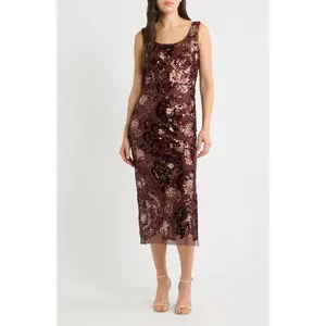 Eliza J Sequin Sleeveless Midi Dress