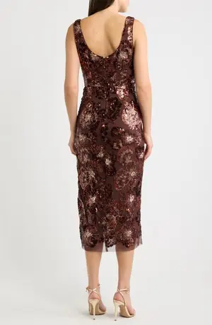 Eliza J Sequin Sleeveless Midi Dress