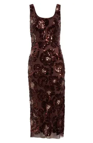 Eliza J Sequin Sleeveless Midi Dress