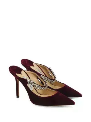 JIMMY CHOO Bing Crystal-embellished Velvet Heeled Mules