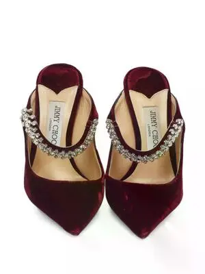 JIMMY CHOO Bing Crystal-embellished Velvet Heeled Mules