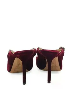 JIMMY CHOO Bing Crystal-embellished Velvet Heeled Mules