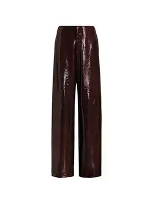Alberta Ferretti Sparkling Night Sequin-embellished Wide-leg Trousers - Red