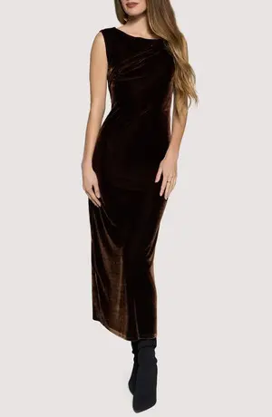LOST + WANDER Woodland Hour Stretch Velvet Maxi Dress