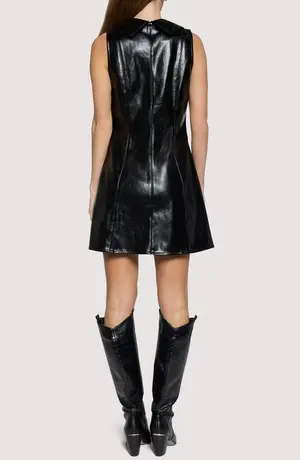 LOST + WANDER Midnight Poem Faux Leather Minidress