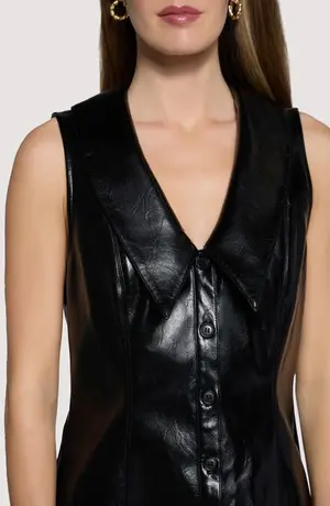 LOST + WANDER Midnight Poem Faux Leather Minidress