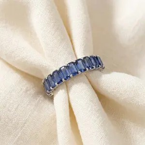 BLISS DIAMOND 2.50ct Blue Sapphire Wedding Anniversary Ring Stackable 14k Gold Band